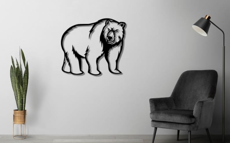 Grizzly Bear Metal Wall Art Files for CNC Laser Plasma (svg, Dxf, Png ...
