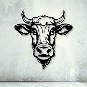 Cow Dxf Svg Png Files Cows Head Face Wall Art Cut File Farm Farmer ...