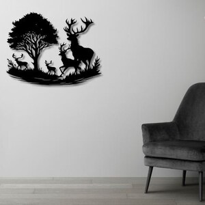Deer Scene Dxf Svg Png Files Nature Deers Plasma Cut File Wall Art for ...