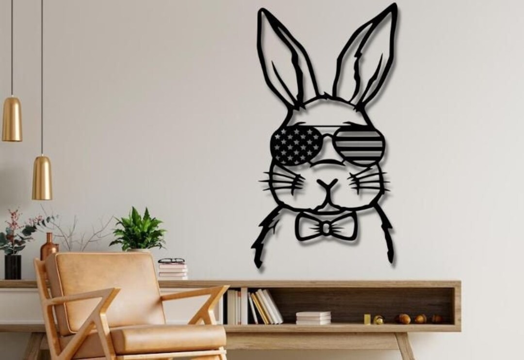 American Bunny Dxf Svg Png Files Rabbit Bunny Easter Sun Glasses Flag ...