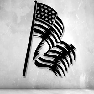 American Flag Dxf Svg Png Files America Flag Wall Art Wave Waving , USA ...