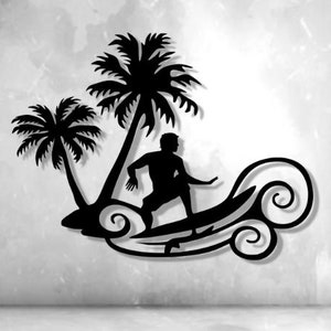 Surf Dxf Svg Png Files , Surfing , Summer , Palm , Tree , Wave , Waves ...