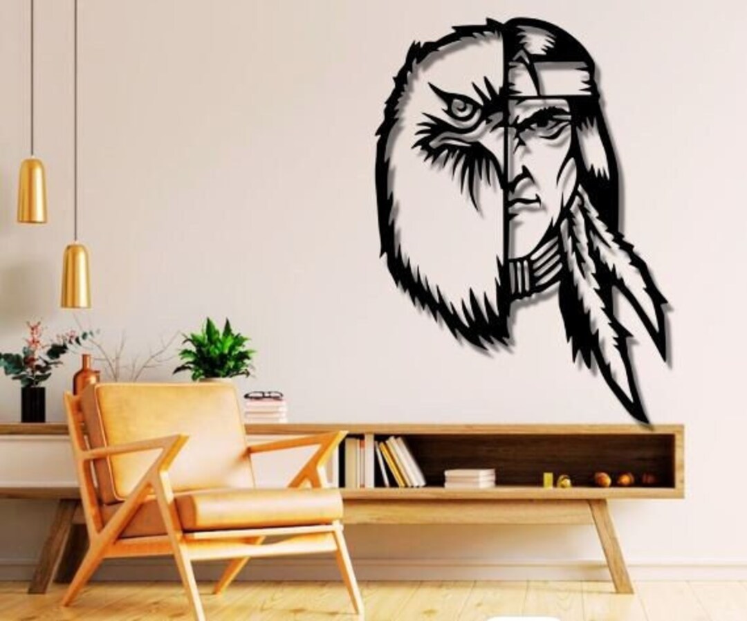 American Native Dxf Svg Png Files , Eagle , Native , Indian , Face ...