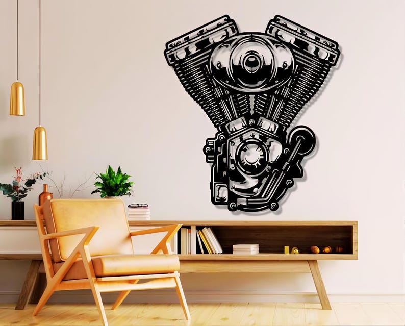 Motorcycle Engine SVG DXF Files Wall Art Files (cnc, Plasma, Laser Cut ...