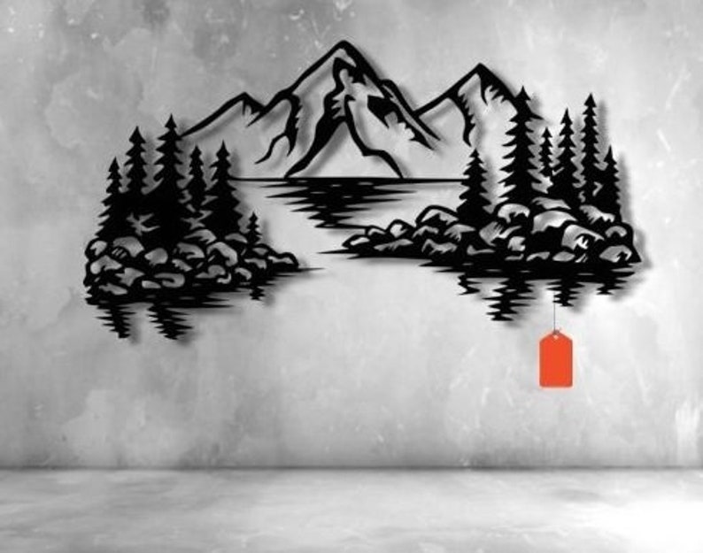 Mountains Lake Dxf Svg Png Files Landscape Wall Art - Etsy