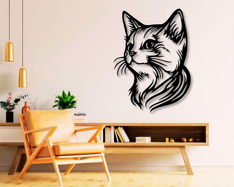Cat Dxf Svg Png Files , Cat Face , Wall Art , Cats , Cut File for Cnc ...