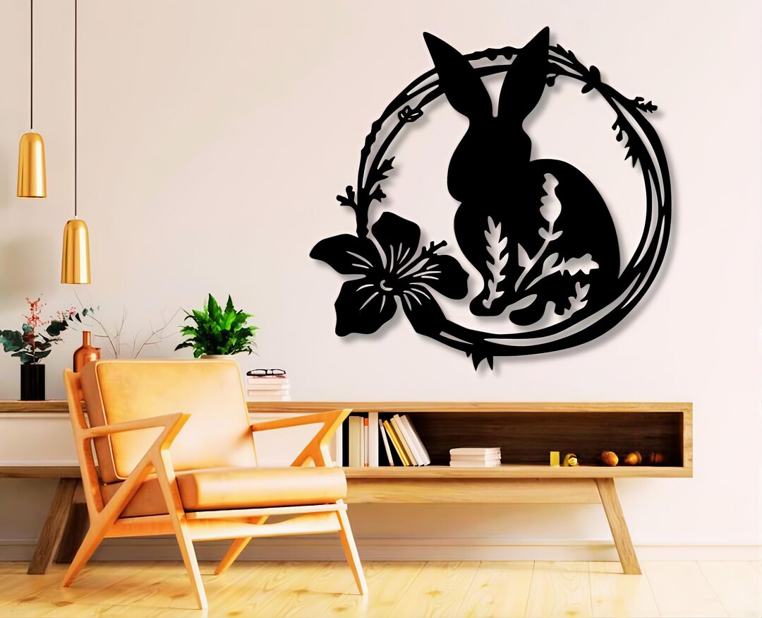 Flowers and Rabbit Dxf Svg Png Files , Rabbit , Bunny , Floral ...