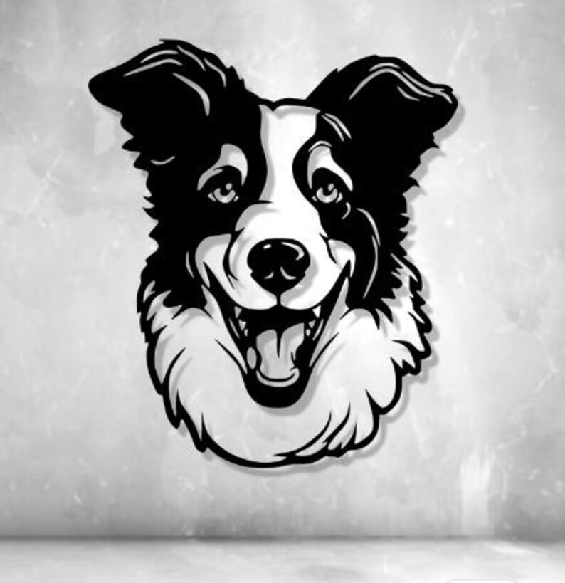 Border Collie Dxf Svg Png Files , Dog Face , Wall Art , Cut File for ...