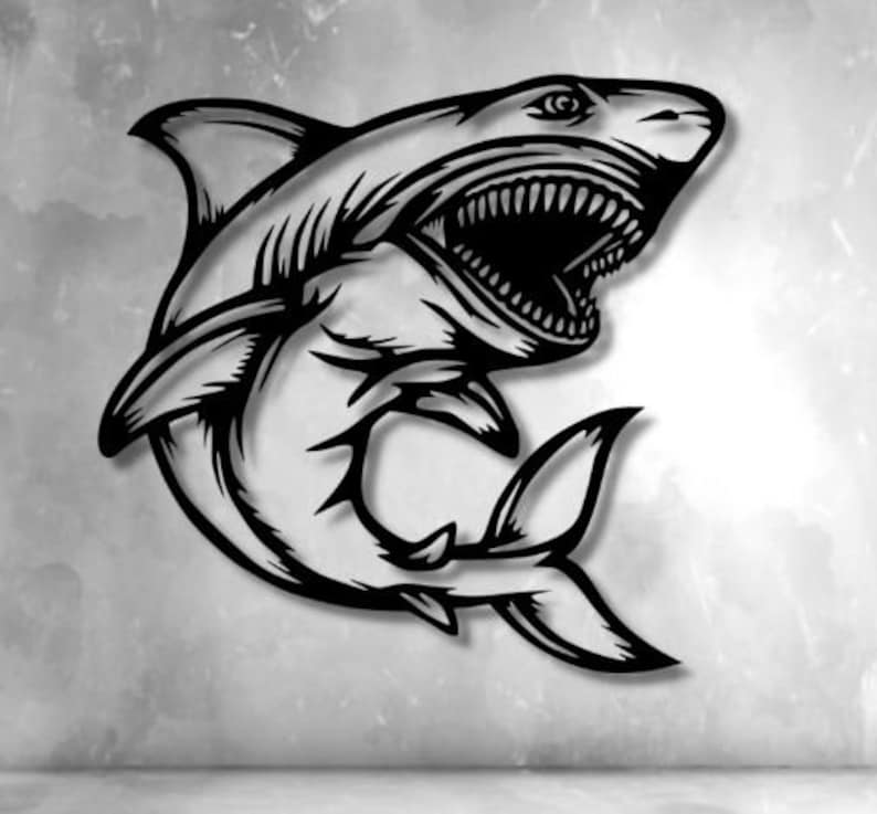 Shark Dxf Svg Png Files Shark Sea Wall Art Cut - Etsy