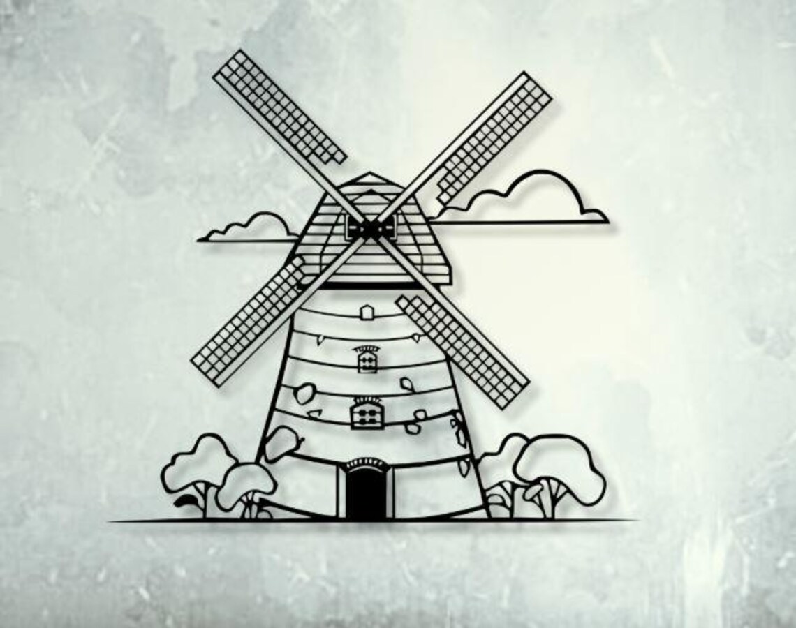 Windmill Dxf Svg Png Files Windmill Wall Art Cut File for Cnc Plasma ...