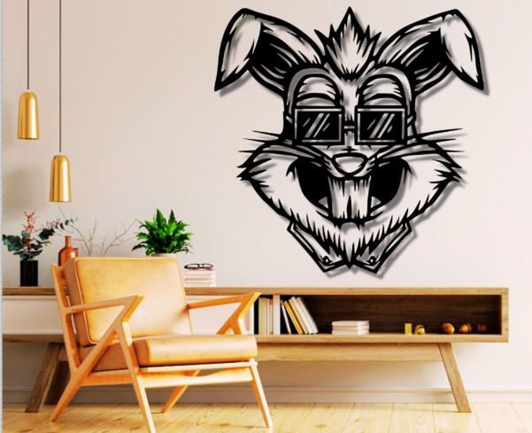 Crazy Rabbit Dxf Svg Png Files Bunny Face Glasses Ear - Etsy