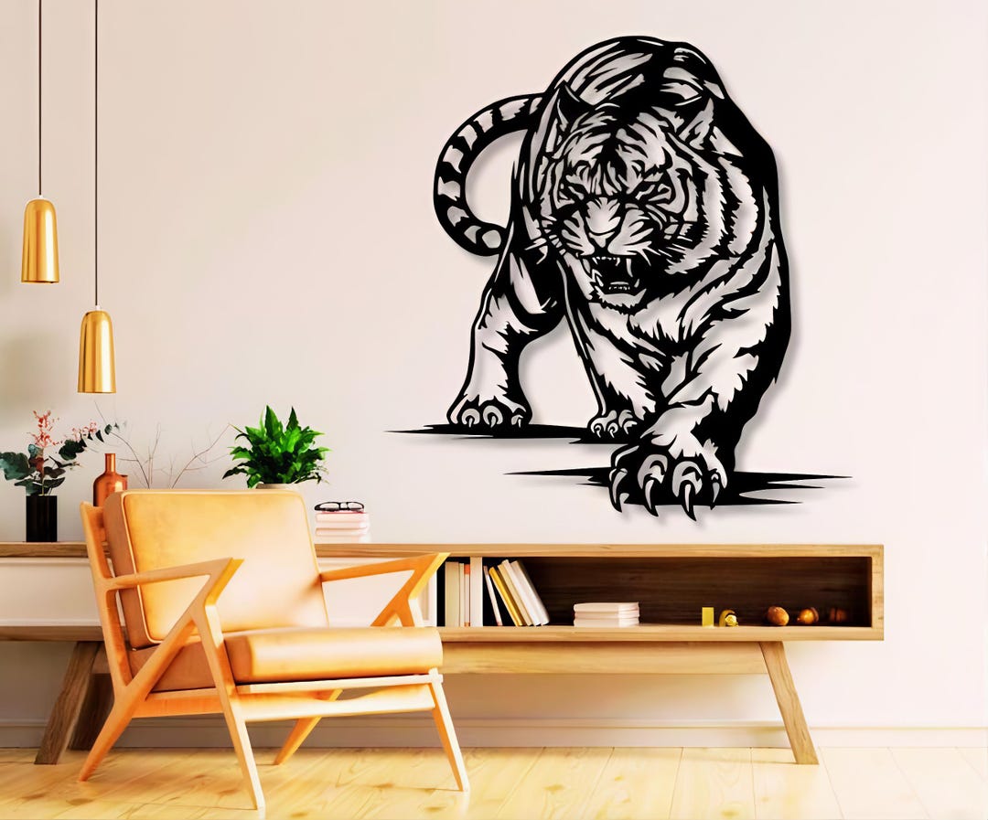 Tiger Dxf Svg Png Files Wall Art Angry Tigers Cut File for Cnc Plasma ...