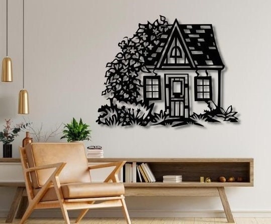 Flowers House Dxf Svg Png Files Wall Art Laser Cut - Etsy