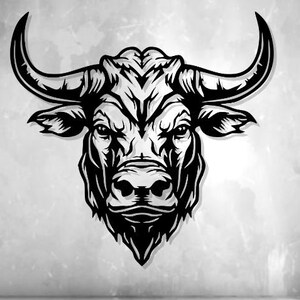 Aggressive Bull Dxf Svg Png Files Bull Face Wall Art Cut File for Cnc ...