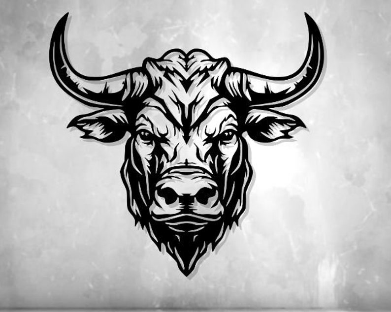 Aggressive Bull Dxf Svg Png Files Bull Face Wall Art Cut File for Cnc ...