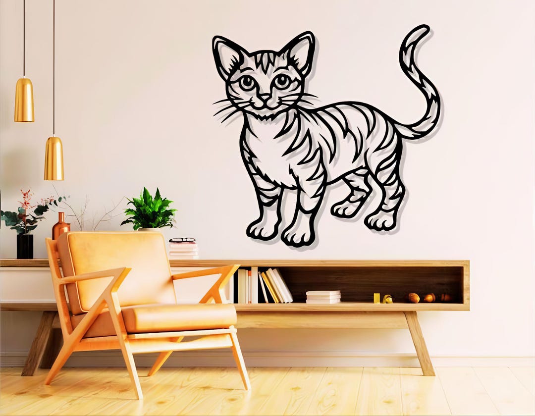 Cat Wall Art: Kitten Metal Design (SVG, DXF, PNG Files) - Etsy