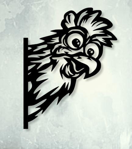 Funny Chicken Dxf Svg Png Files Peeking Rooster Wall Art Cut File for ...