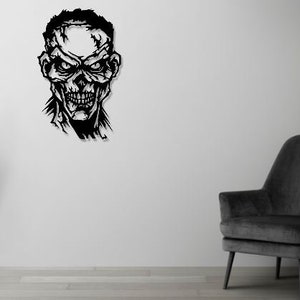 Zombie Dxf Svg Png Files , Zombie , Dead , Horror Face , Wall Art Cut ...