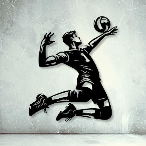 Volleyball Dxf Svg Png Files Volleyball Player Ball Wall Art Cut File ...