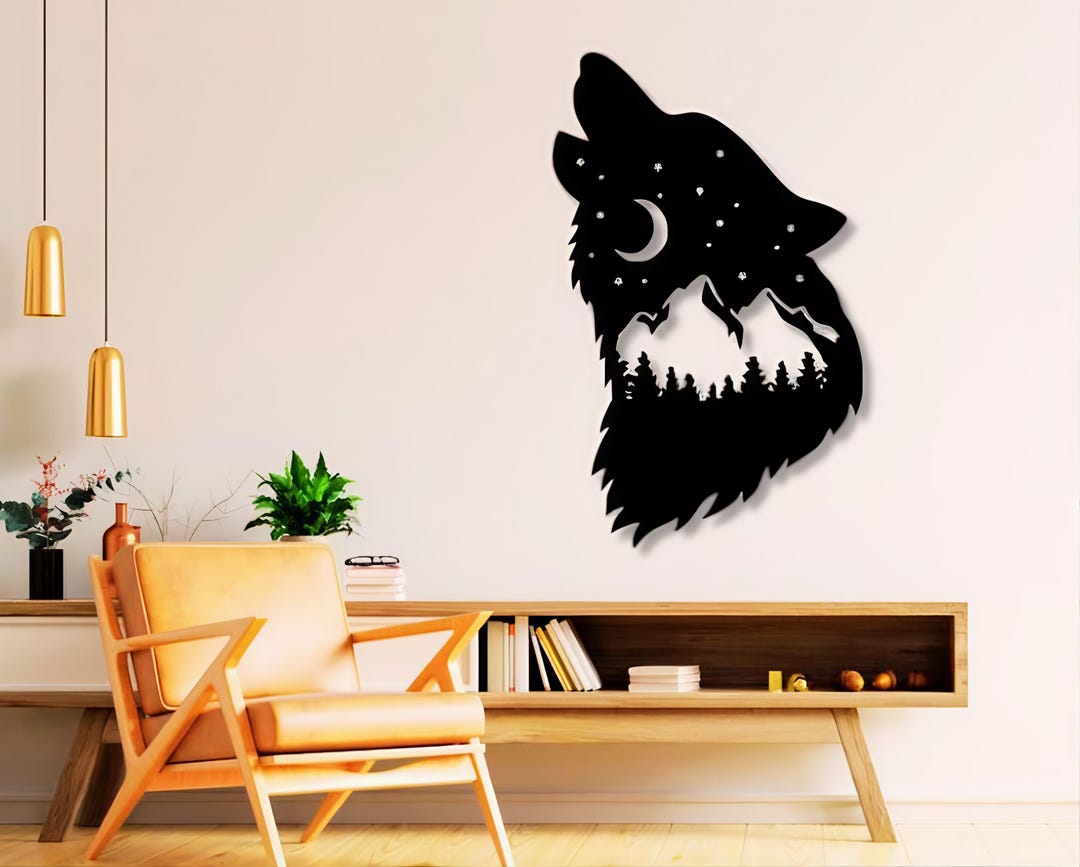 Escena nocturna de lobo Dxf, Svg, Png, Archivos, Salvaje, Vida ...