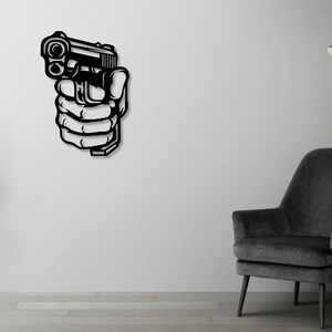 Gun Hand Dxf Svg Png Files Pistol Guns Wall Art Cut File for Cnc Plasma ...
