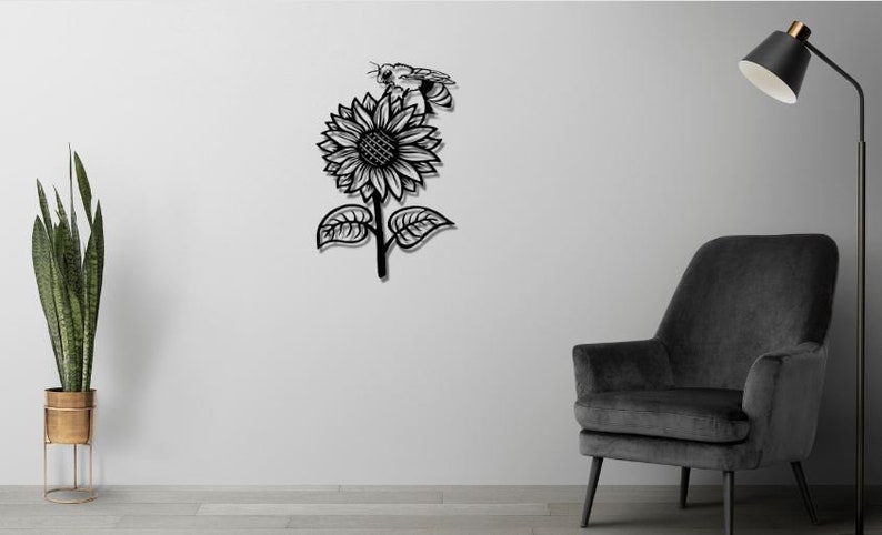 Sunflower Dxf Svg Png Files Bee Sunflower - Etsy