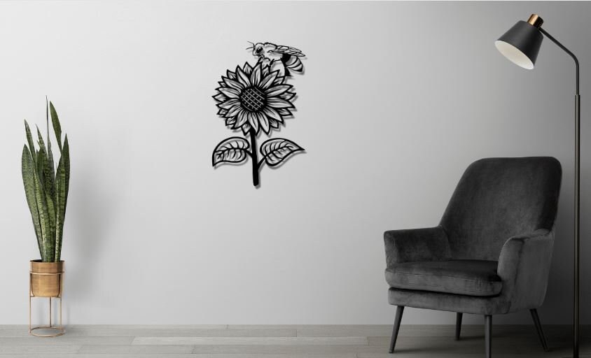 Sunflower Dxf Svg Png Files Bee Sunflower - Etsy