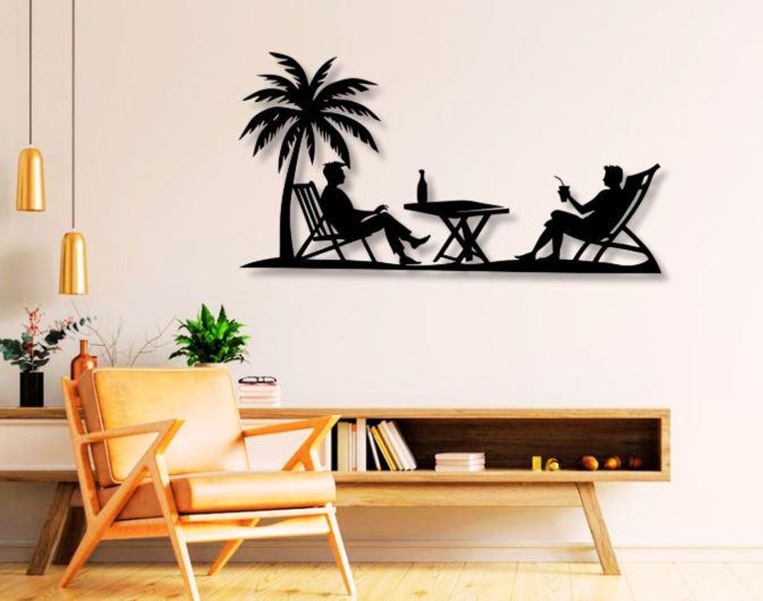 Beach Dxf Svg Png Files Summer Palm Scene Wall Art for Cnc Plasma Laser ...