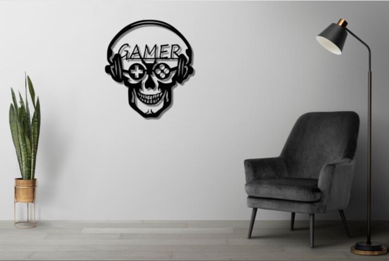 Gamer Skull Metal Wall Art Files, CNC Plasma Laser Cut (svg, Dxf, Png ...