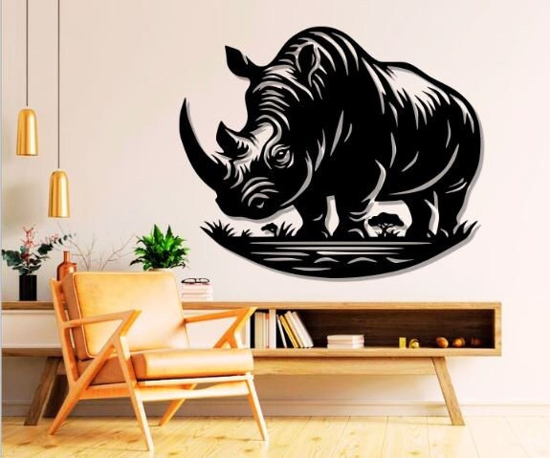 Rhino Dxf Svg Png Files , Rhinoceros , Aggressive , Wall Art , Cut File ...