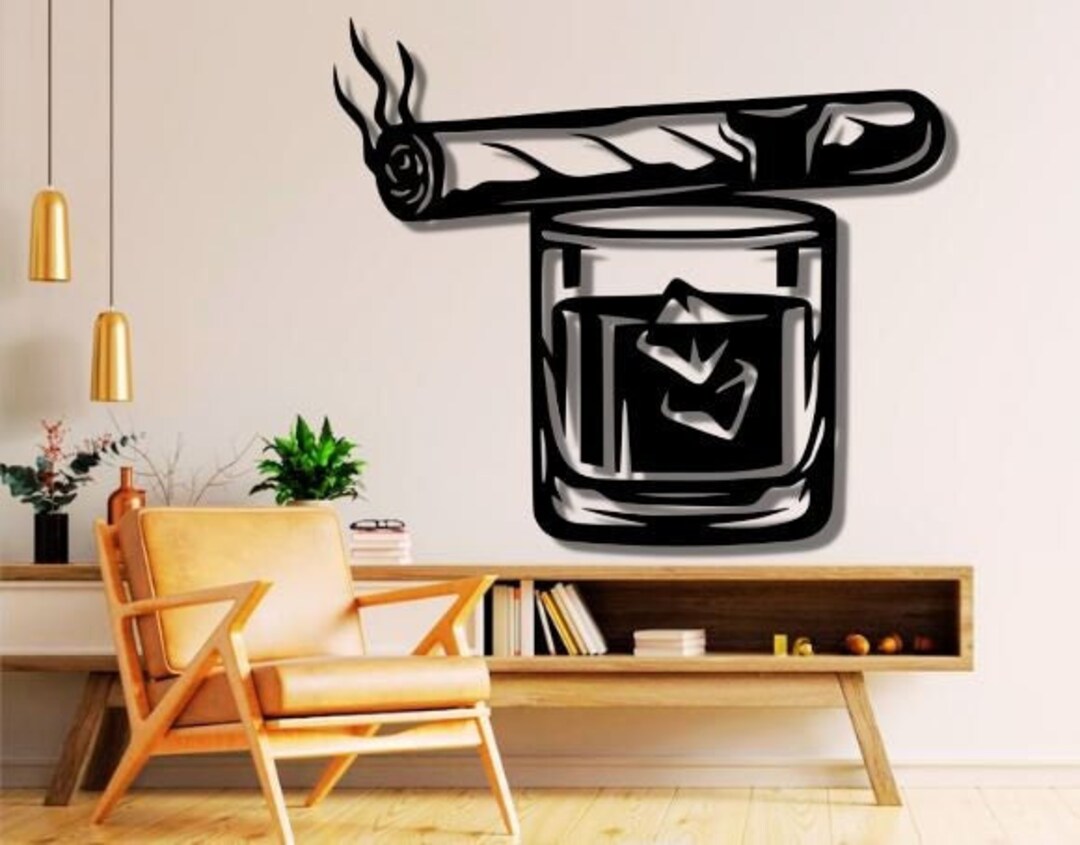 Whiskey Cigar Dxf Svg Png Files , Glass , Cheers , Smoking , Cigar ...