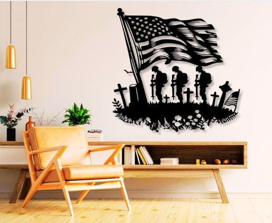 4th of July Dxf Svg Png Files Patriotic American Flag Veteran Wall Art ...