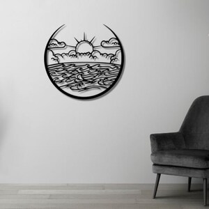 Sunset Scene Dxf , Svg , Png , Files , Sunset , Sea , Oceon , Sun ...