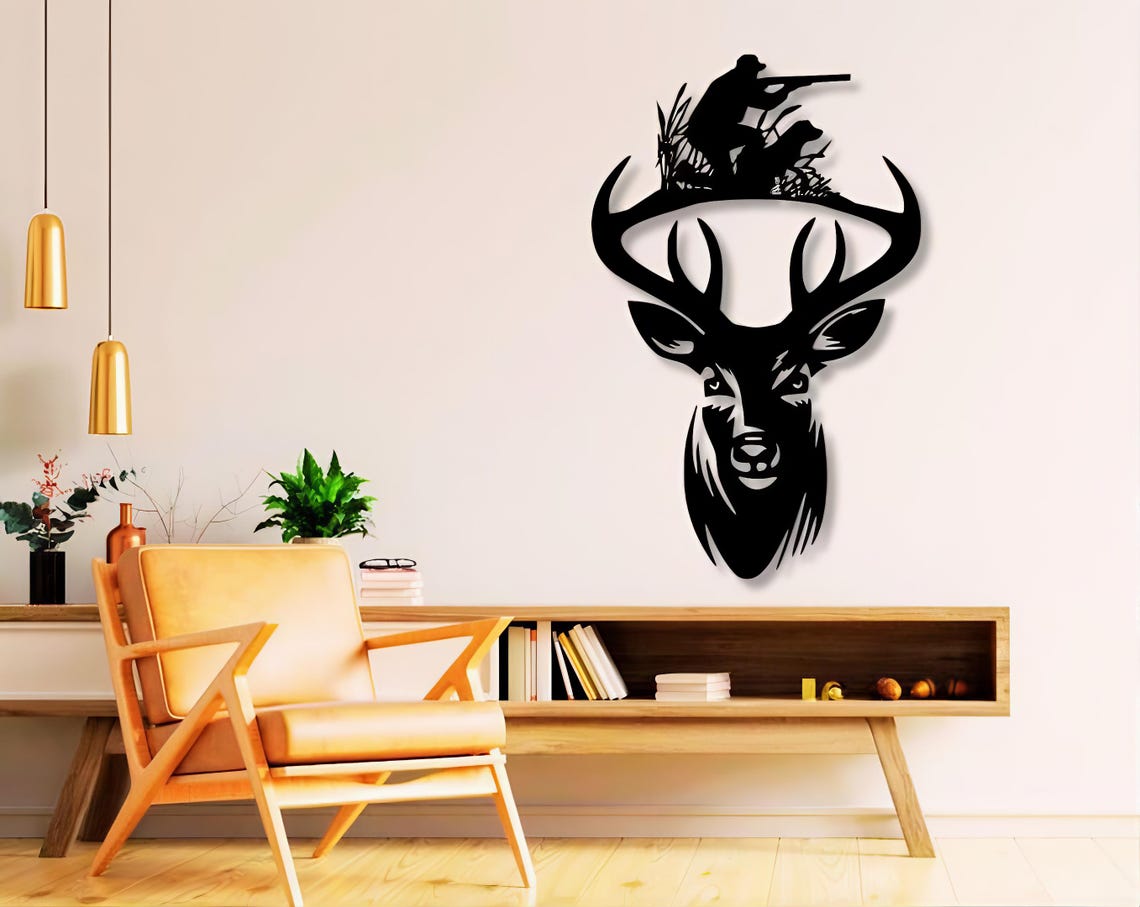 Deer Hunter Dxf Svg Pmg Files , Deer , Face , Head , Hunter , Riffle ...