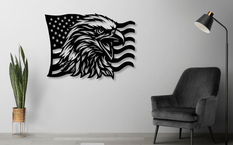 American Flag Eagle Dxf Svg Png Files Laser Cut File for Cnc Laser ...