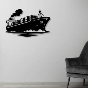 Cargo Ship Dxf Svg Png Files Shipping Vector Cut File for Cnc Plasma ...