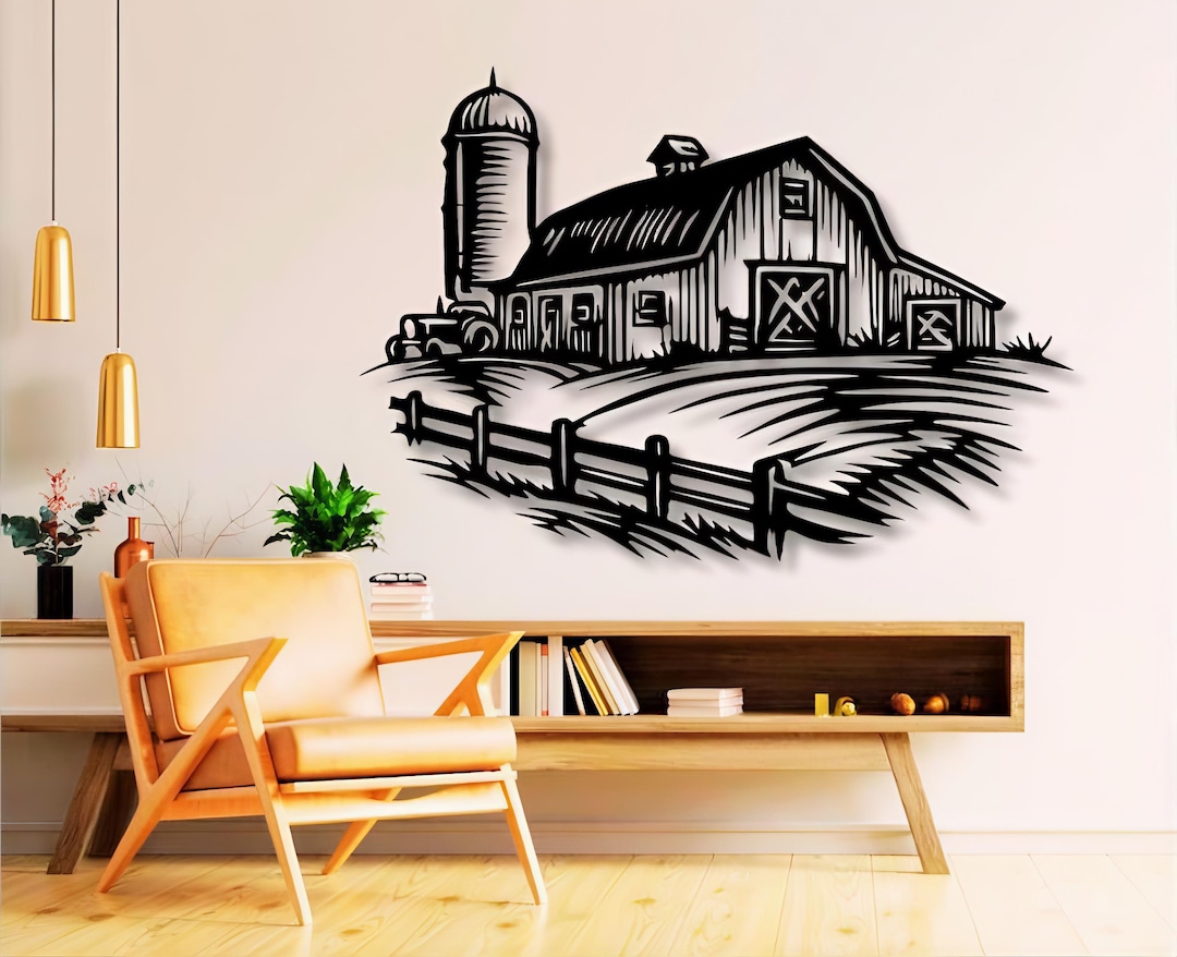 Farm Dxf Svg Png Files Barn Farm Scene Wall Art Cut File for Cnc Plasma ...
