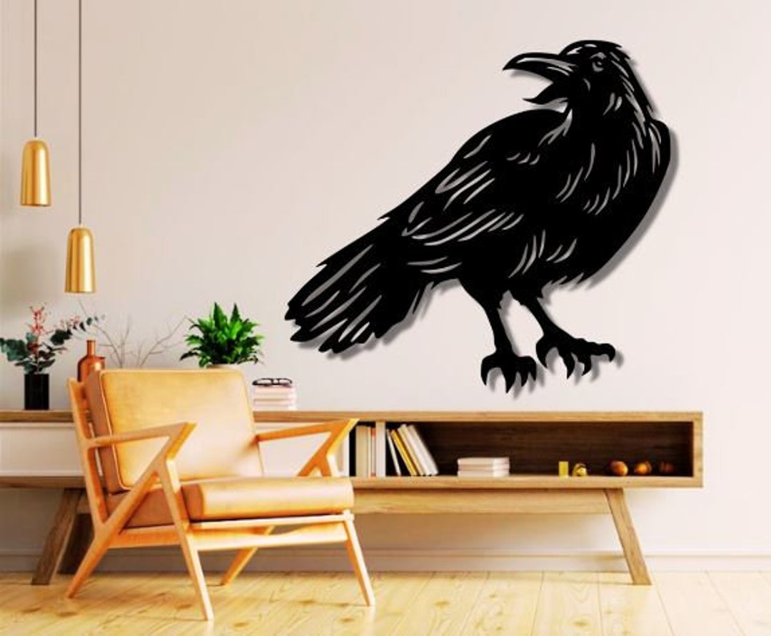 Black Crow Dxf Svg Png Files , Crow , Bird , Birds , Wall , Art , Cut ...