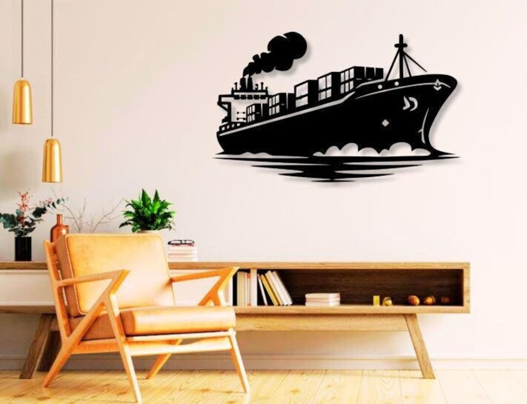 Cargo Ship Dxf Svg Png Files Shipping Vector Cut File for Cnc Plasma ...