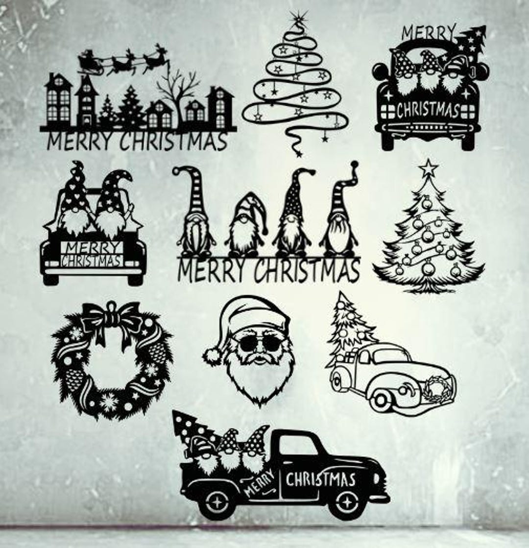 Christmas Set Dxf Svg Png Files Merry Christmas Plasma Cut File Wall Art Metal or Plywood Cut ...