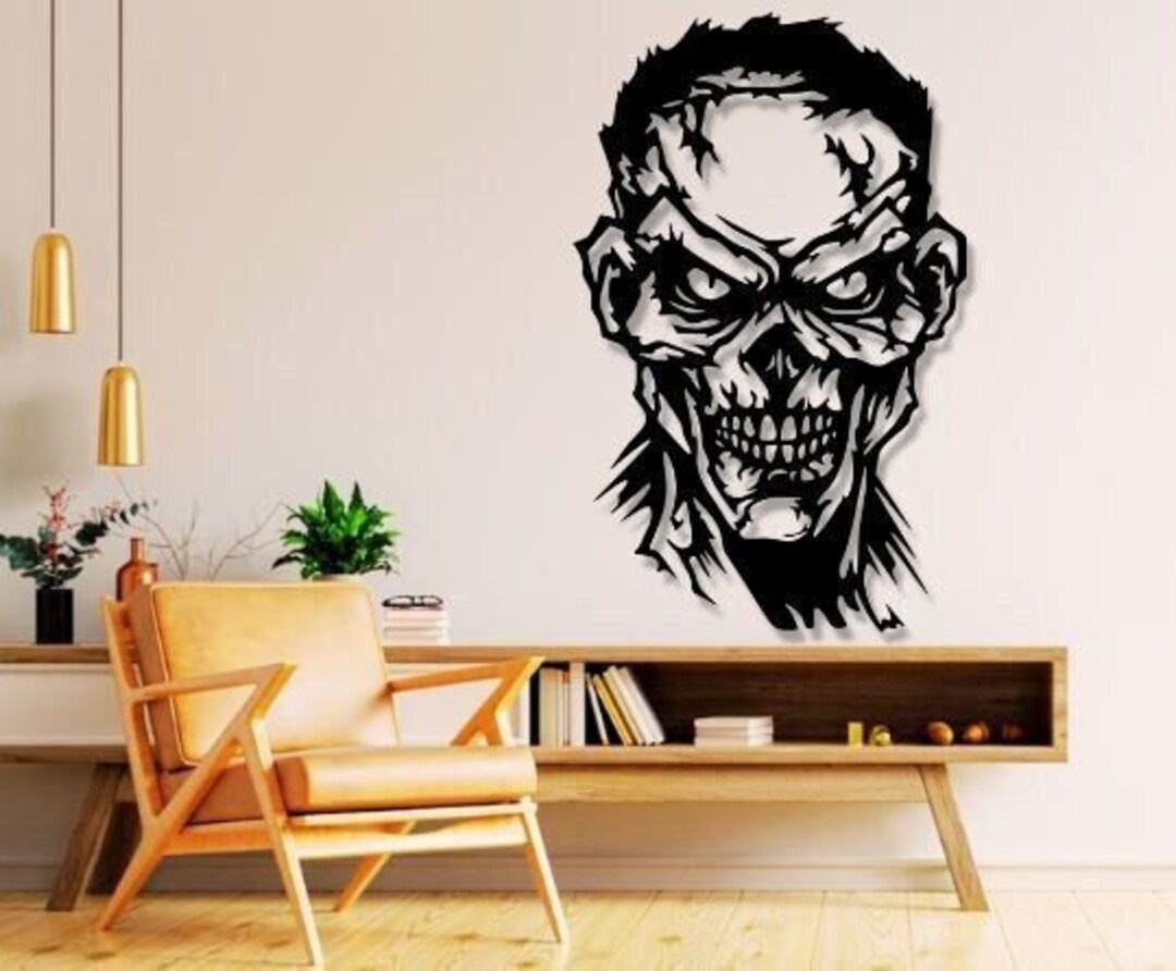 Zombie Dxf Svg Png Files , Zombie , Dead , Horror Face , Wall Art Cut ...