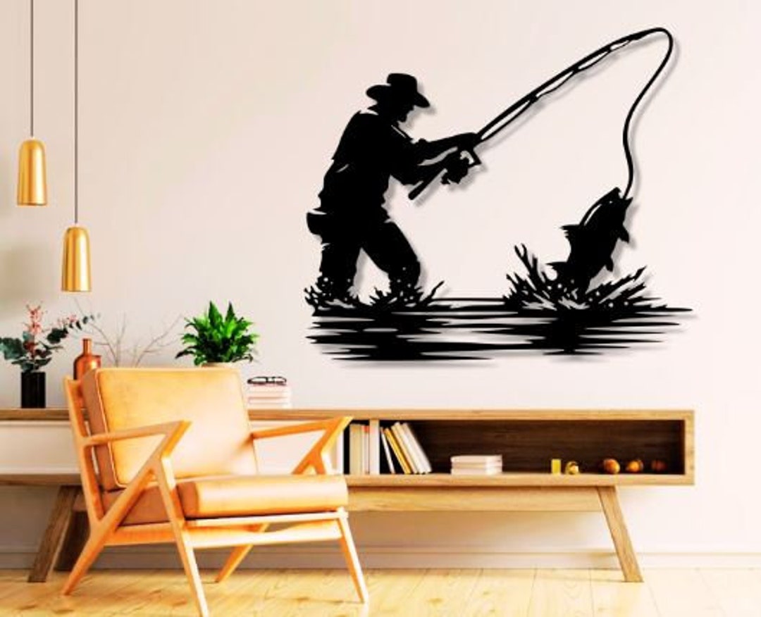 Fisherman Dxf Svg Png Files Fishing Fisher Plasma Cut File Vectorel ...