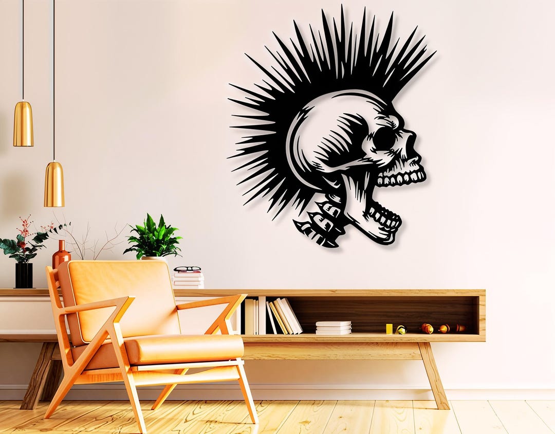 Screaming Skull Dxf Svg Png Files Punk Scream Wall Art Cut File Vector ...