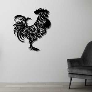 Rooster Dxf Svg Png Files Floral Rooster Flower Design Vectorel , Wall ...
