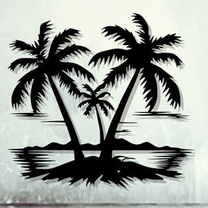 Palm Beach Scene Dxf Svg Png Files Island Palms Trees Plasma Cut File ...