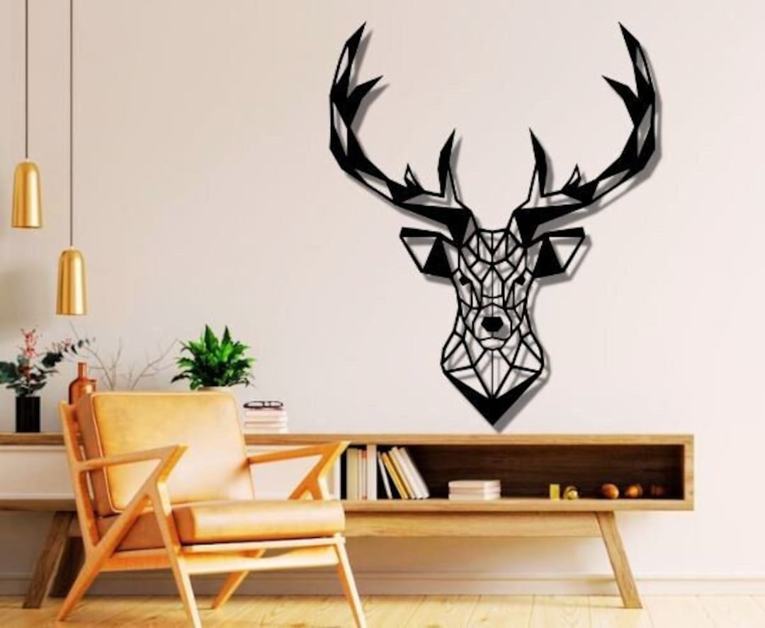 Geometric Deer Dxf Svg Png Files Deer Geometric Head Face Cut File for ...