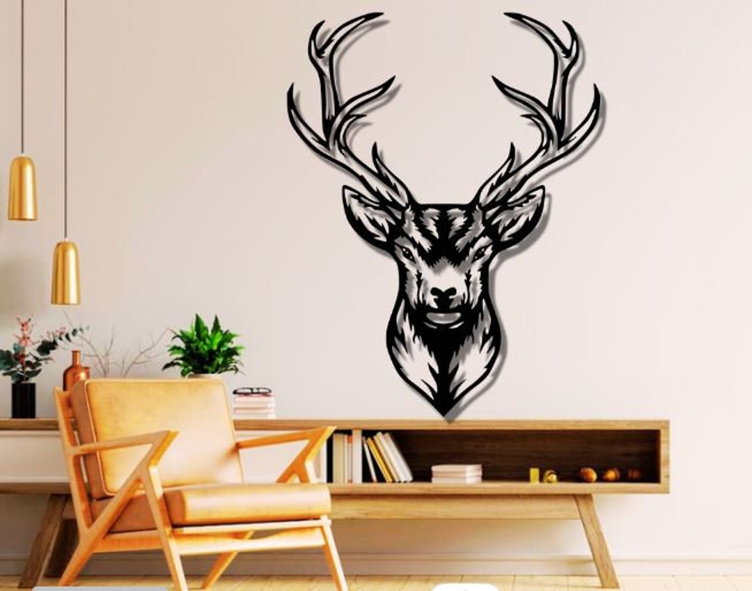 Deer Portrait Dxf Svg Png Files Deer Horn Face - Etsy