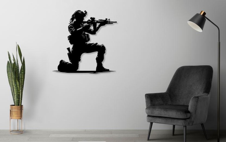 Soldier Girl Dxf Svg Png Files Military Gun Army Wall Art Cut File for ...