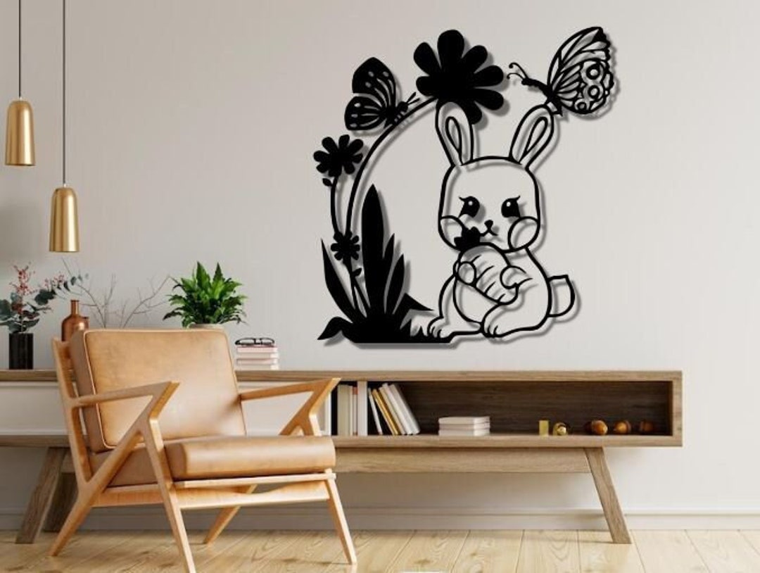 Easter Bunny Dxf Svg Png Files Easter Bunny Butterfly Spring Flowers ...