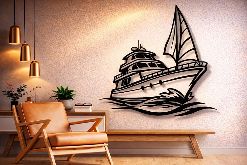 Luxury Yacht Dxf Svg Png Files Boat Sailboat Vector Art Cut File for ...